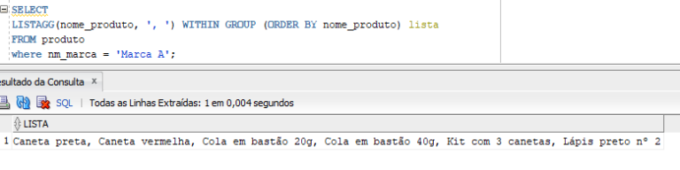 Oracle PL/SQL – Listagg function – Fabiano Bento